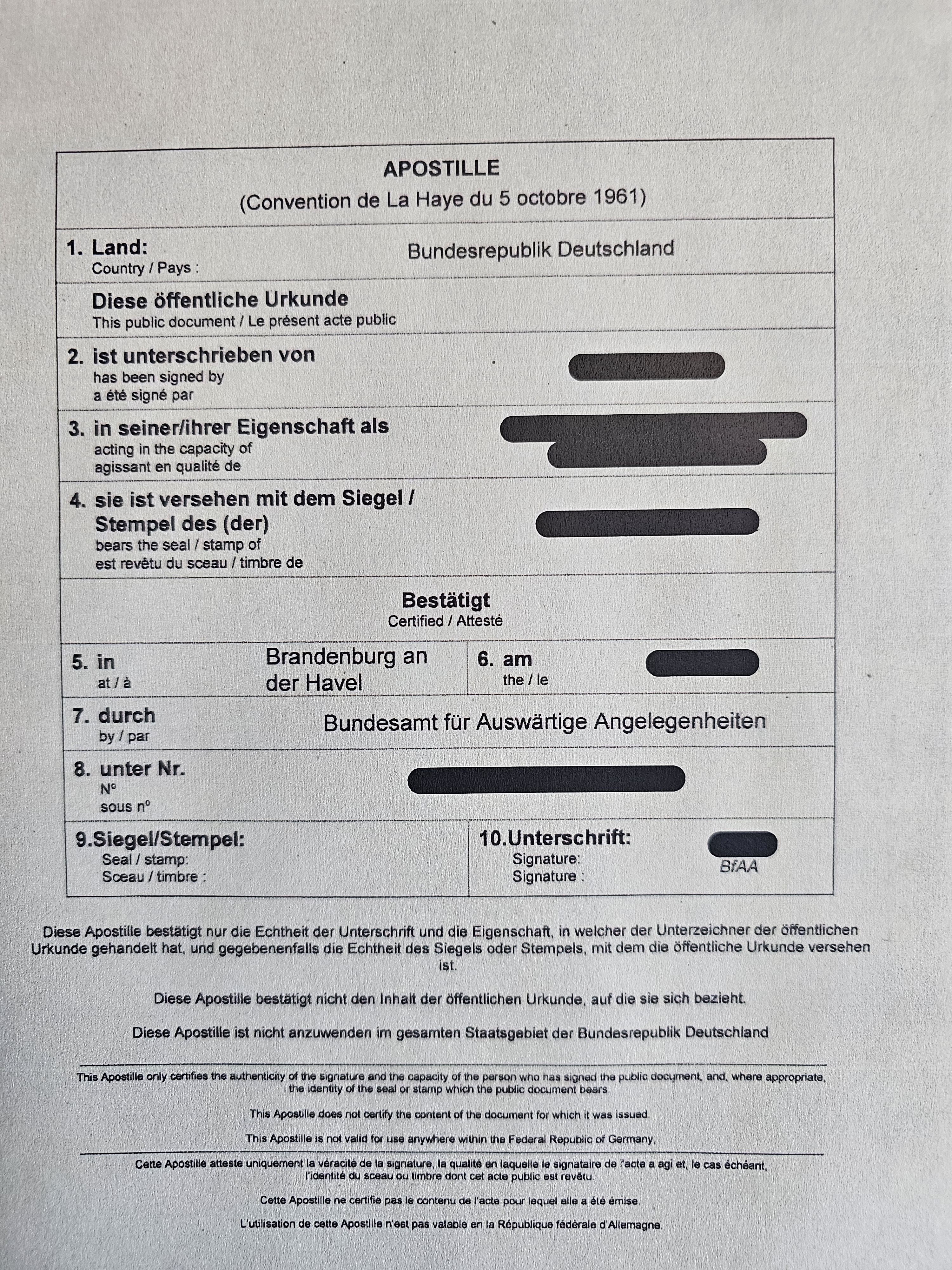 Apostille - Federal Foreign Office